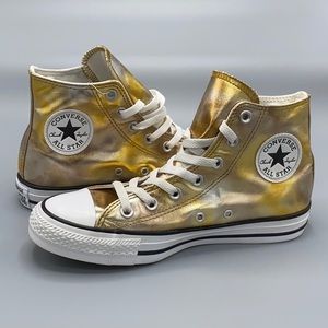 Converse | Shoes | Converse Chuck Taylor All Starhi Metallic Gold ...